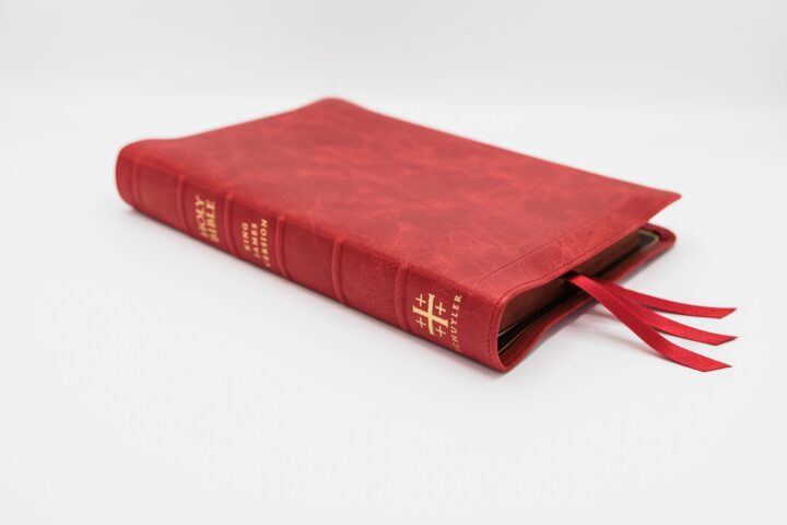 Schuyler Canterbury KJV, Full Yapp Marbled Crimson Calfskin Bible ...