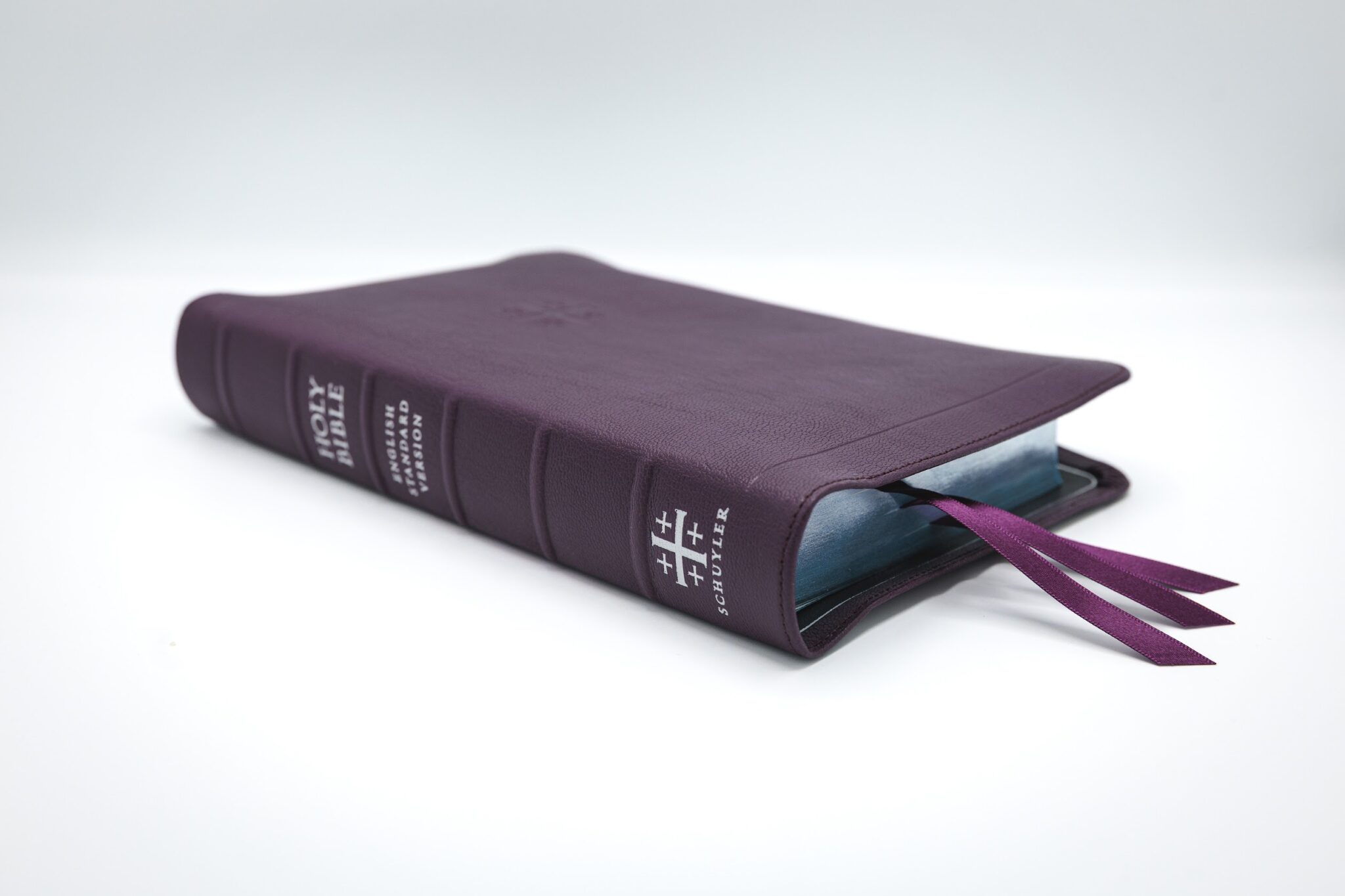 Schuyler Treveris ESV, Full Yapp Dark Purple Goatskin Bible | EvBible.com