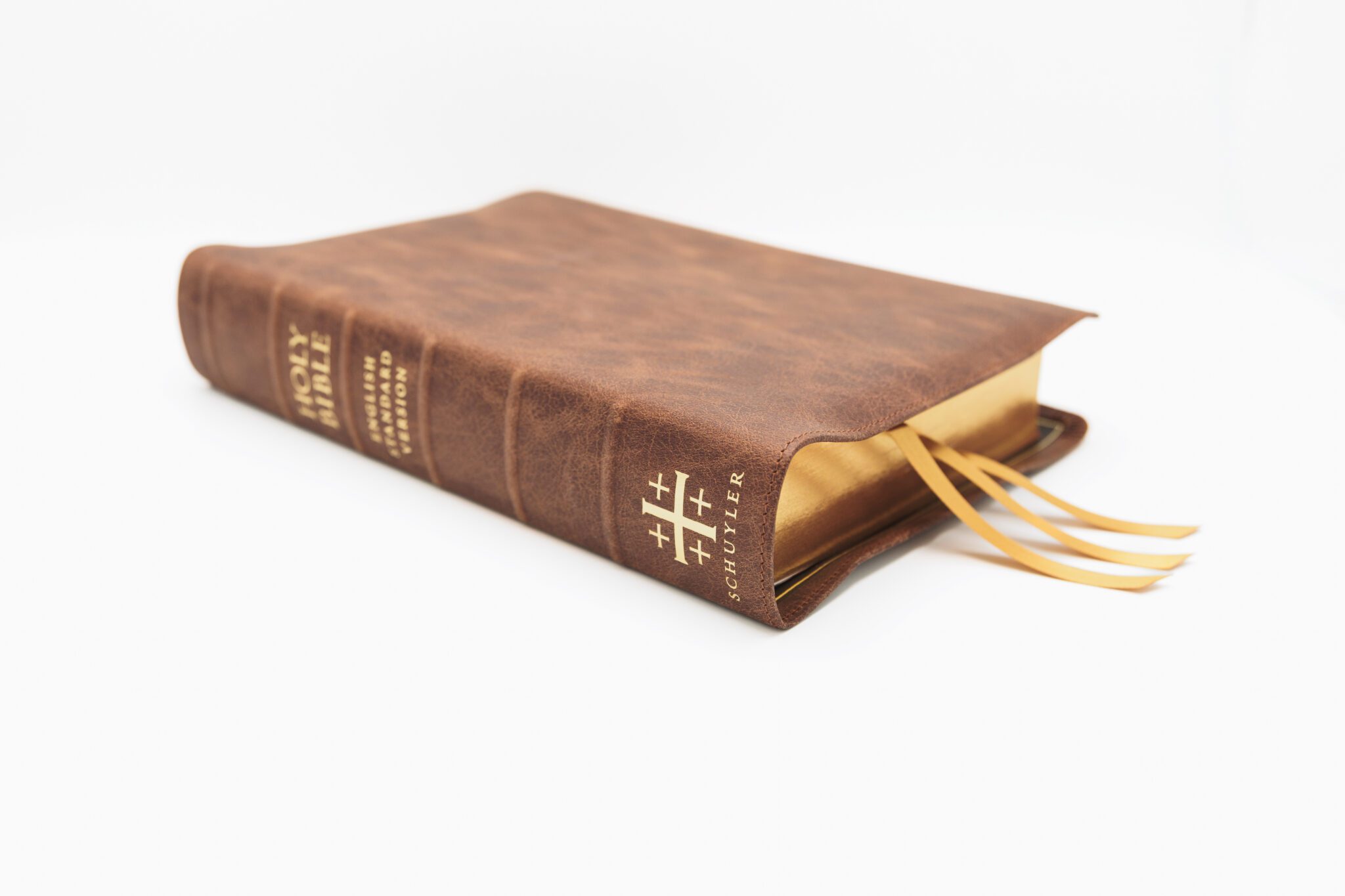 Schuyler Wide Margin Quentel ESV, Chestnut Calfskin Bible | EvBible.com